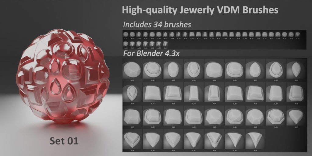 【アセット紹介】Jewelry Vdm Brush Set – 01 – リアルな宝石を簡単再現！ | CGbox